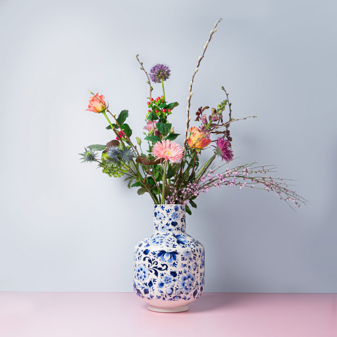 Tall Ball Flower Vase - Stunning Delft Blue Vase from Holland